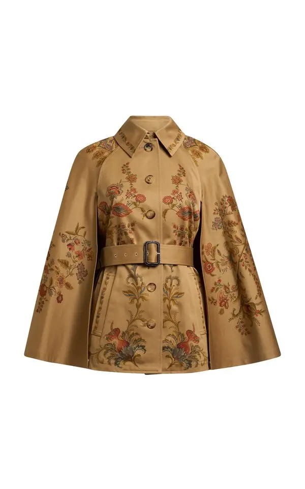Etro Belted Cotton Cape Jacket - Print