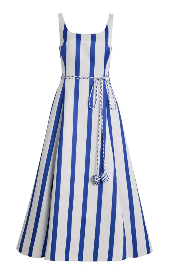 LEO LIN Serafina Striped Maxi Dress - Navy