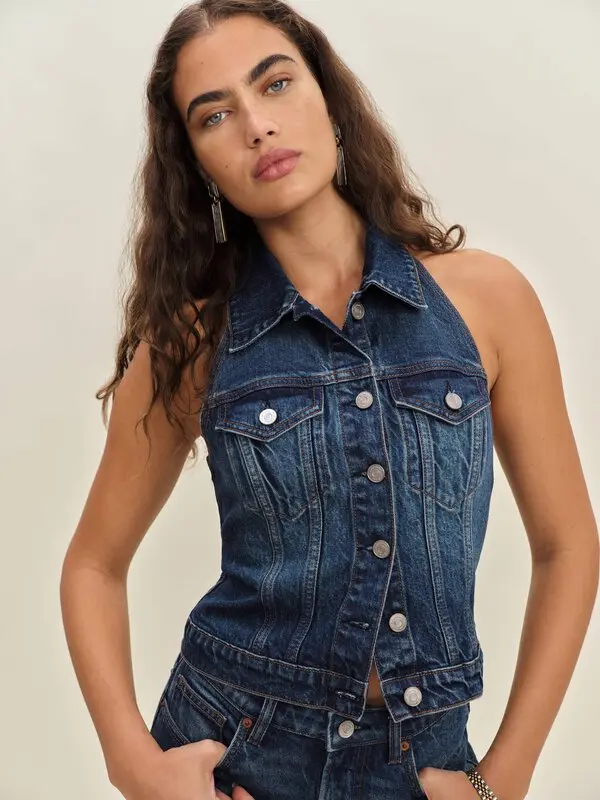REFORMATION Luisa Stretch Denim Top