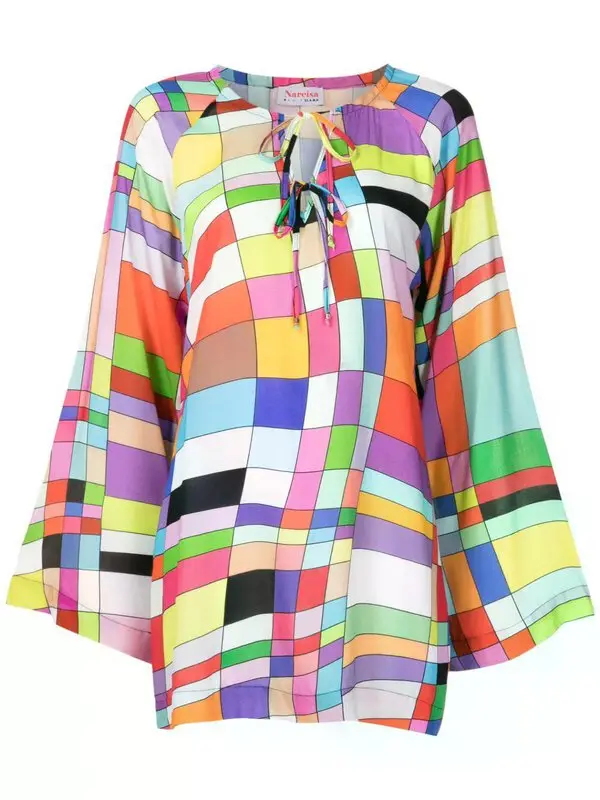 AMIR SLAMA Graphic-print Long-sleeved Dress - Multicolour