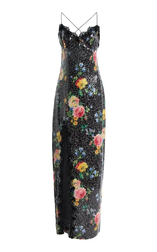 HAPPY ISLES Bellville Sassoon 90s Sequined Maxi Dress