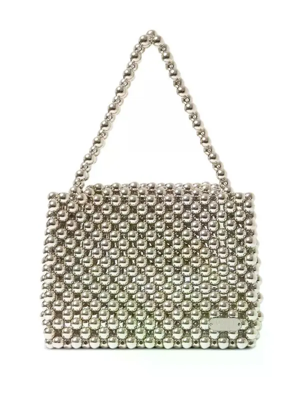 0711 TBILISI Ani Beaded Tote Bag - Silver