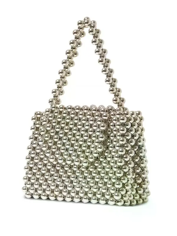0711 TBILISI Ani Beaded Tote Bag - Silver