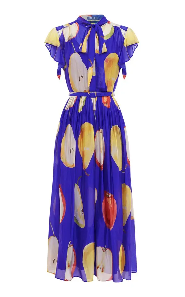 LEO LIN Grace Silk-blend Midi Dress - Print