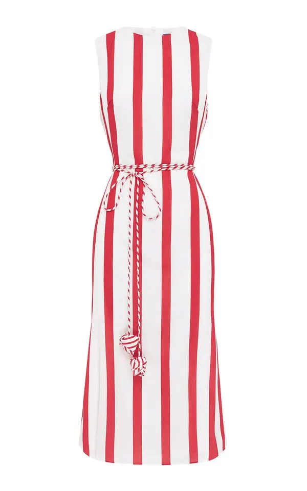 LEO LIN Striped Midi Dress - Red