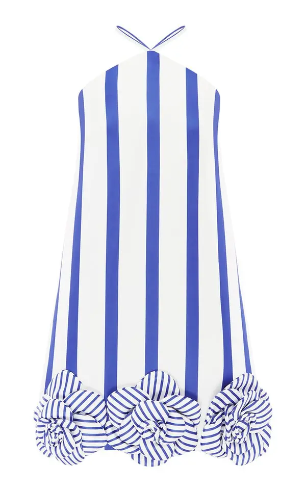 LEO LIN Striped Halterneck Mini Dress - Navy