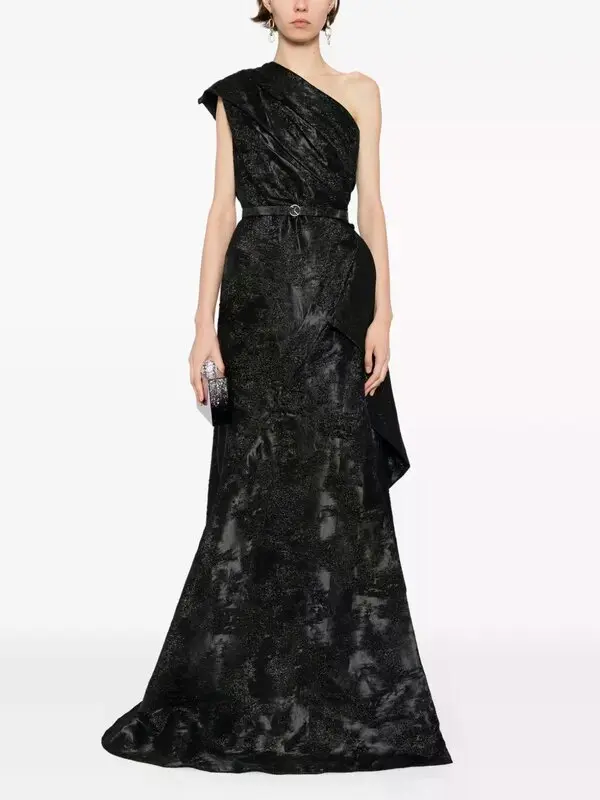SAIID KOBEISY One-shoulder Brocade Gown