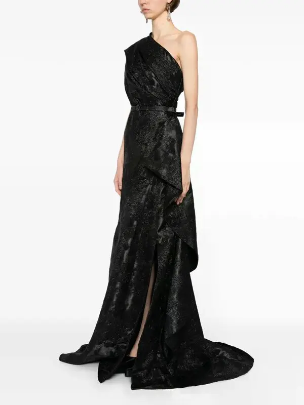 SAIID KOBEISY One-shoulder Brocade Gown