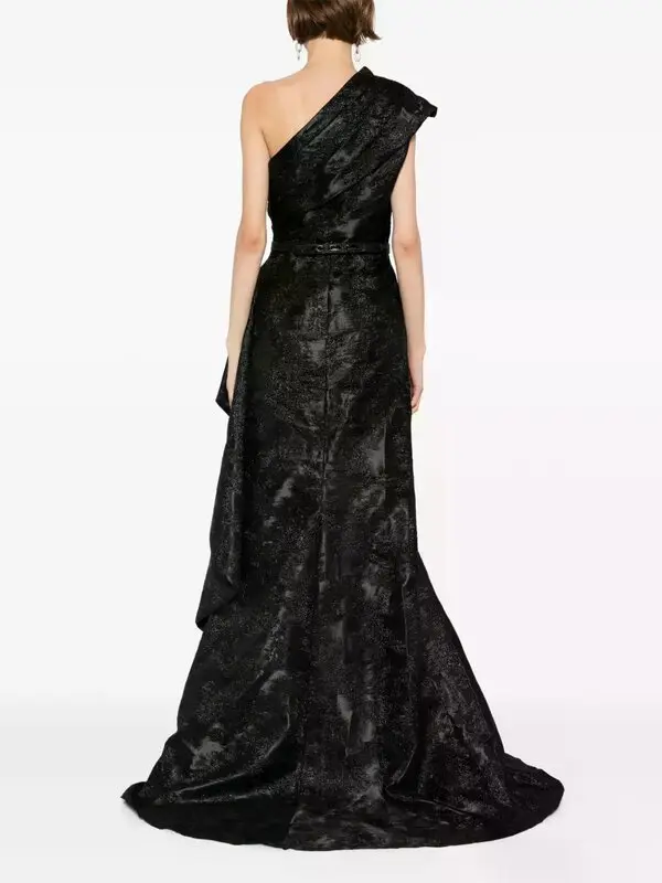 SAIID KOBEISY One-shoulder Brocade Gown