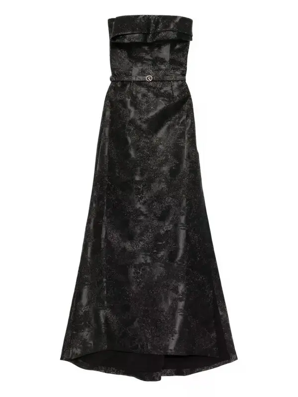 SAIID KOBEISY Brocade Strapless Gown - Black