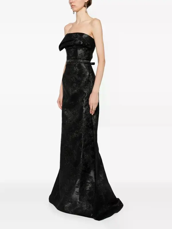 SAIID KOBEISY Brocade Strapless Gown - Black