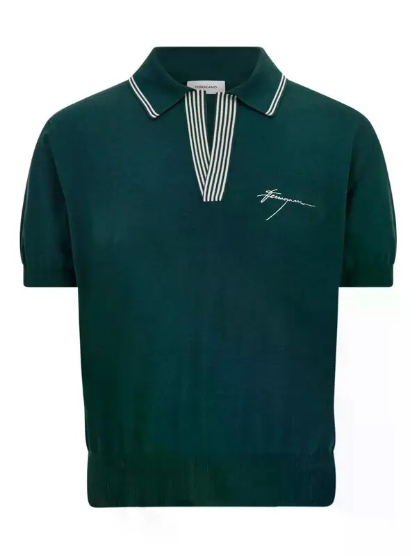 FERRAGAMO Striped-collar T-shirt