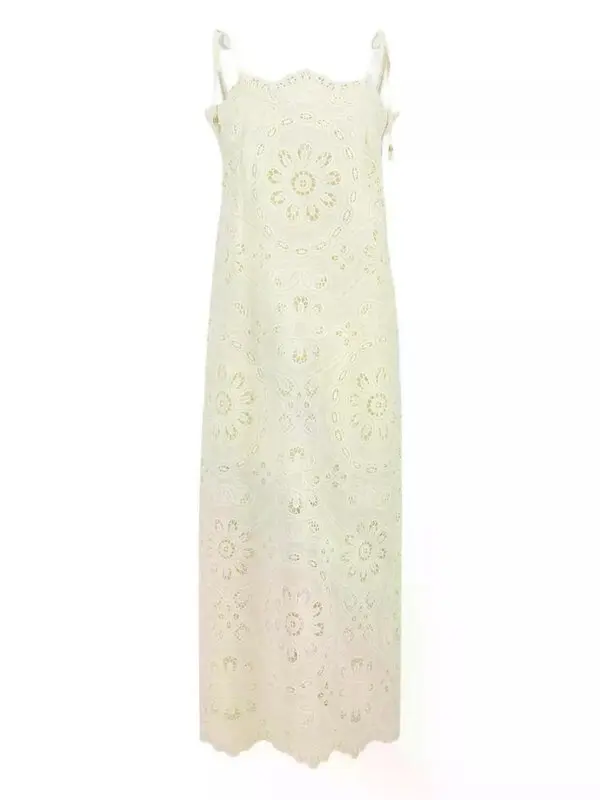 Zimmermann Floral-embroidered Dress - Neutrals