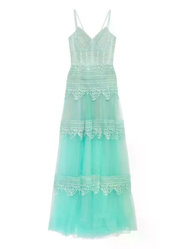 SAIID KOBEISY Lace Long Dress - Green