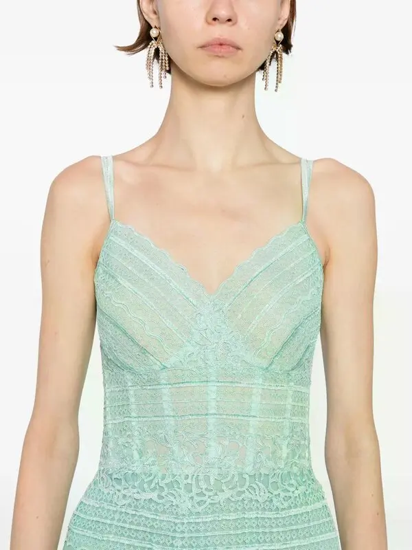 SAIID KOBEISY Lace Long Dress - Green