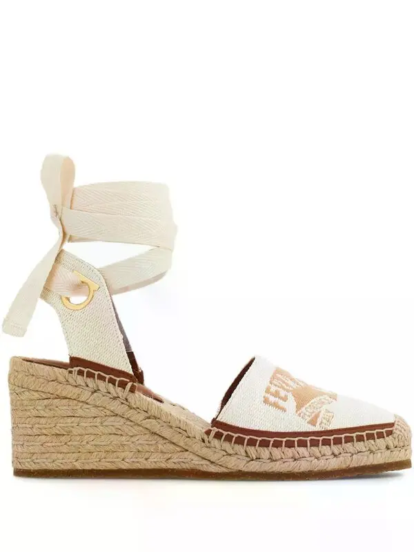 FERRAGAMO Logo-jacquard Wedge Espadrilles