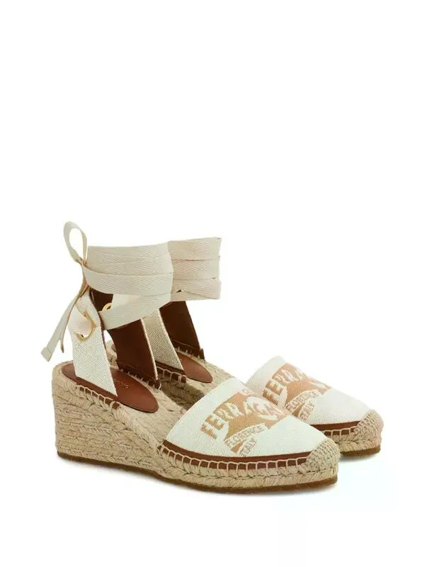 FERRAGAMO Logo-jacquard Wedge Espadrilles