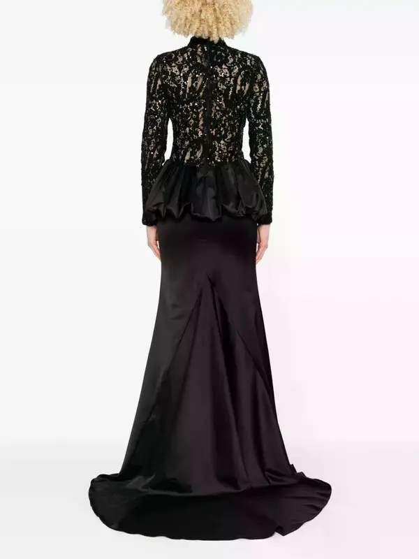 NISSA Sequin-embellished Lace Gown