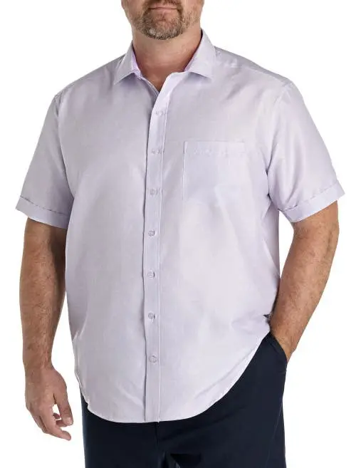 SYNRGY BY DXL Big & Tall Microfiber Big Leaf Print Sport Shirt - Purple
