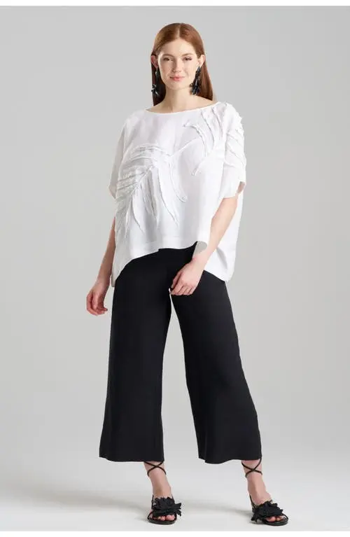 Natori Embroidered Linen Caftan Top