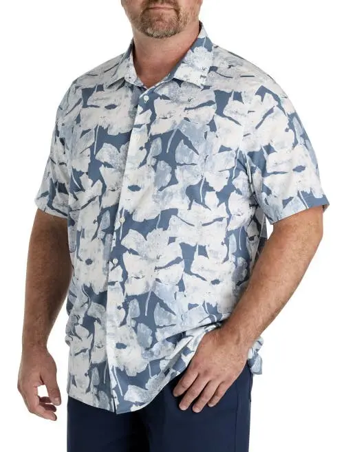 Perry Ellis Big & Tall Abstract Leaf Patterned Sport Shirt