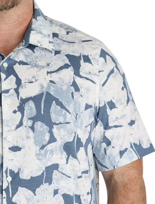 Perry Ellis Big & Tall Abstract Leaf Patterned Sport Shirt