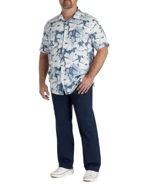 Perry Ellis Big & Tall Abstract Leaf Patterned Sport Shirt