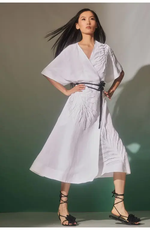 Natori Linen Kimono Wrap Dress In White - 40% Off | Editorialist