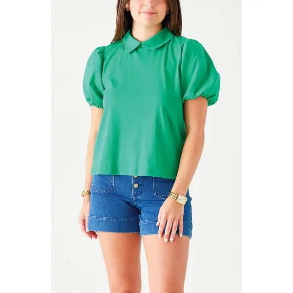 VOYAGEUR BY MERSEA Francie Collar Top - Spring Green