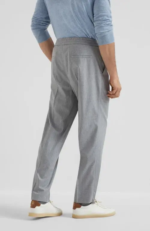 Brunello Cucinelli Virgin Wool Flannel Trousers - Pearl Grey