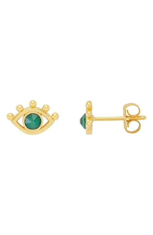 Estée Lauder Green Cubic Zirconia Evil Eye Stud Earrings