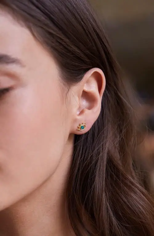 Estée Lauder Green Cubic Zirconia Evil Eye Stud Earrings