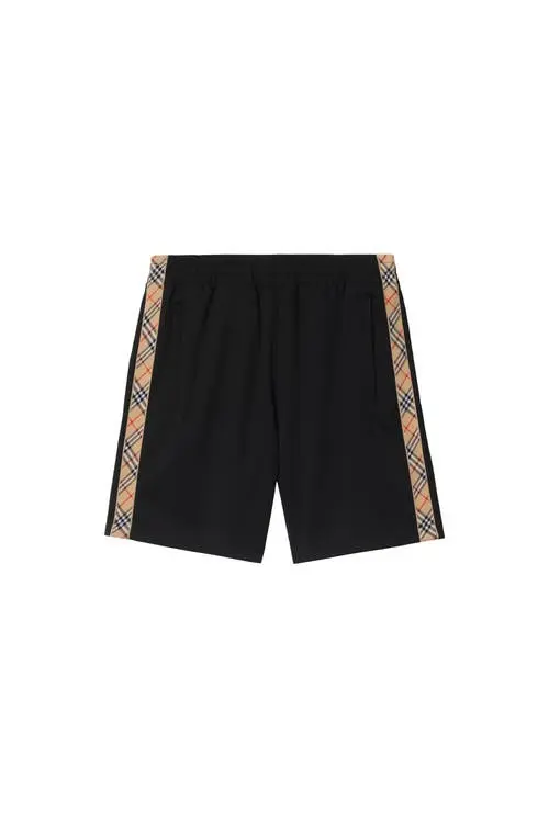 Burberry Check Trim Cotton-blend Shorts - Black
