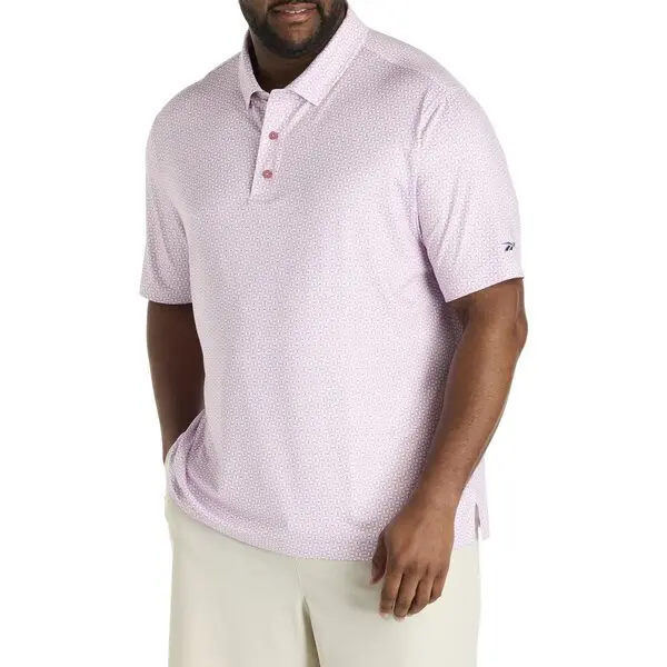 REEBOK Big & Tall Art Deco Performance Polo Shirt - Dusty Rose