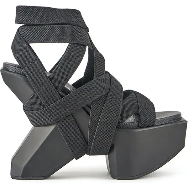 United Nude Boulder Bondage Platform Wedge Pumps - Black
