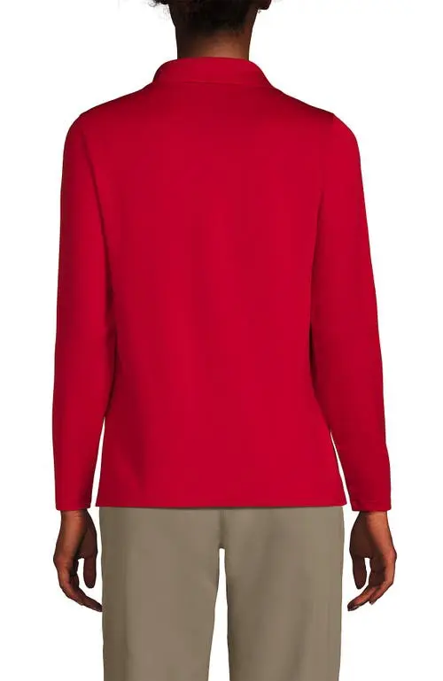 LANDS' END Long Sleeve Feminine Fit Rapid Dry Polo Shirt - Red