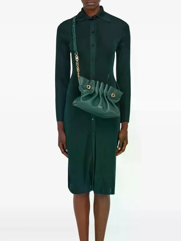 FERRAGAMO Ruched Shoulder Bag - Green