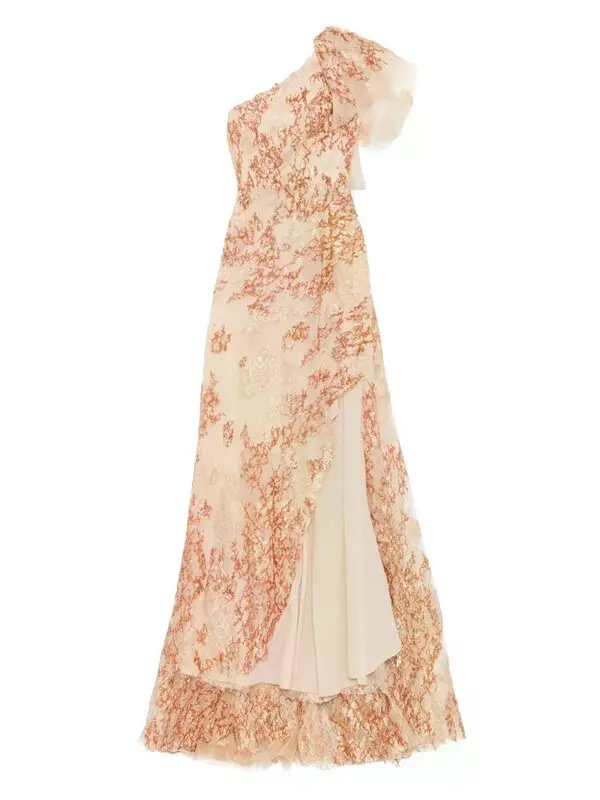 SAIID KOBEISY One-shoulder Embroidered Dress