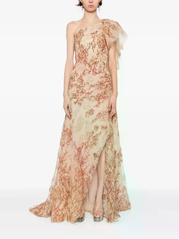 SAIID KOBEISY One-shoulder Embroidered Dress