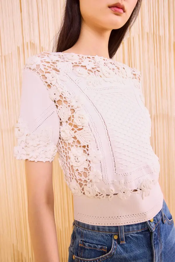 Ulla Johnson Stella Short Sleeve Knit Top - Pristine