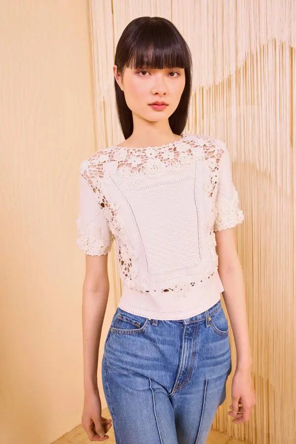 Ulla Johnson Stella Short Sleeve Knit Top - Pristine