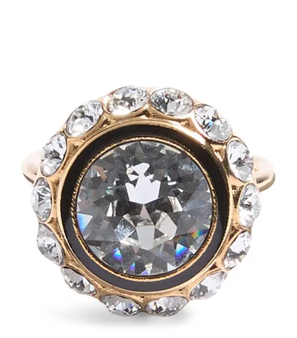 Valentino Garavani Crystal Vlogo Signature Ring - Gold
