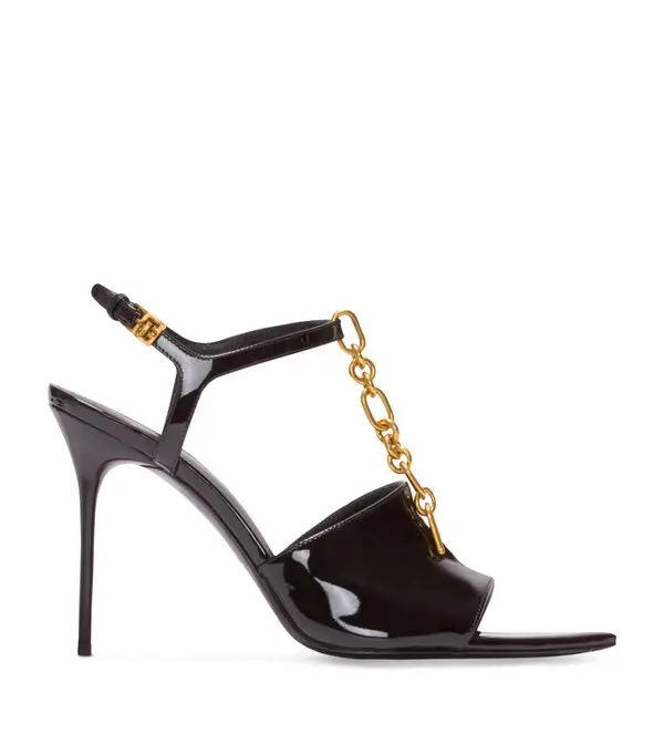 Balmain Patent Leather Heeled Mules - Black