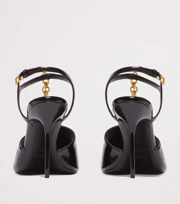 Balmain Patent Leather Heeled Mules - Black