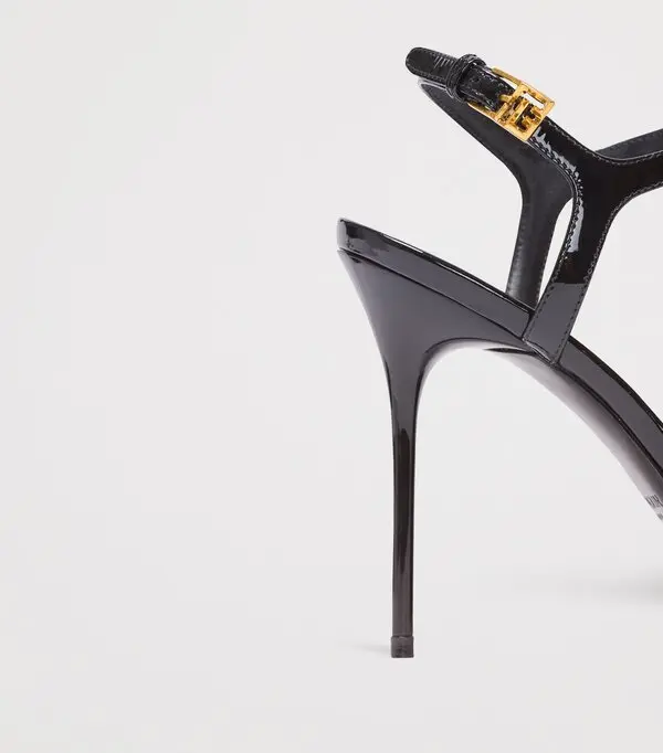 Balmain Patent Leather Heeled Mules - Black