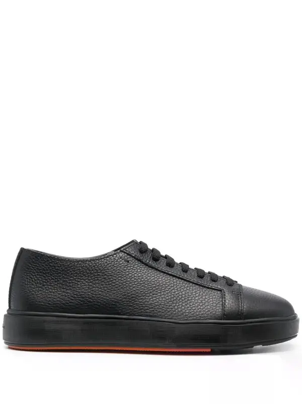Santoni Leather Low-top Sneakers - Black