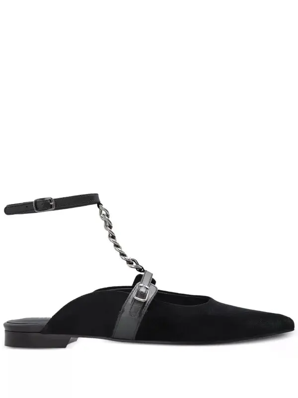 Munthe Chain-embellished Flat Mules - Black