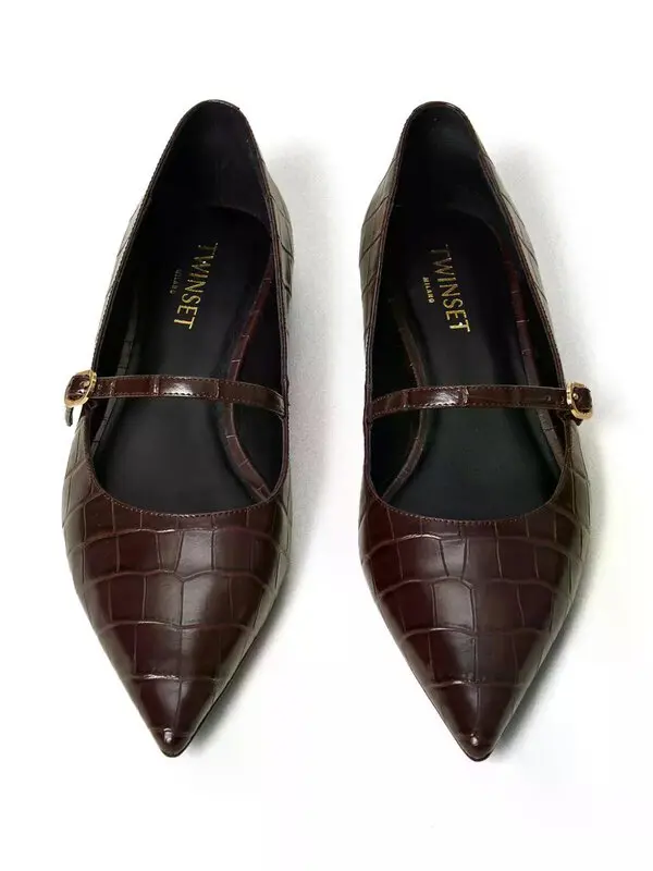 TWINSET Crocodile-effect Ballet Flats