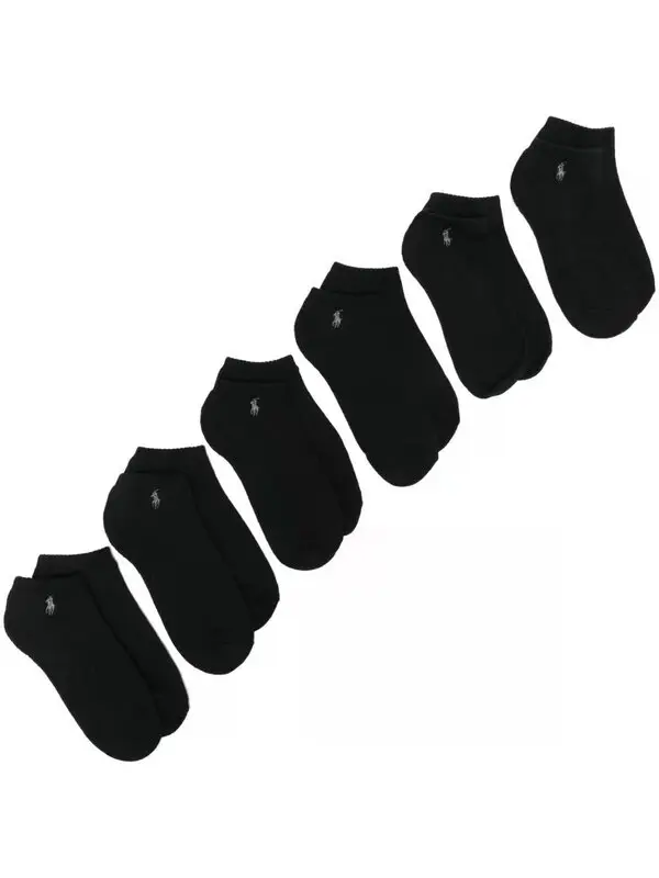 Polo Ralph Lauren Logo-embroidered Stretch-cotton Socks Pack Of Six - Black