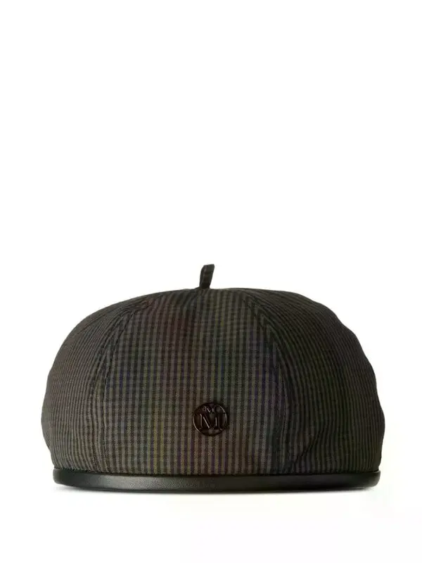 MAISON MICHEL Checked Beret - Brown